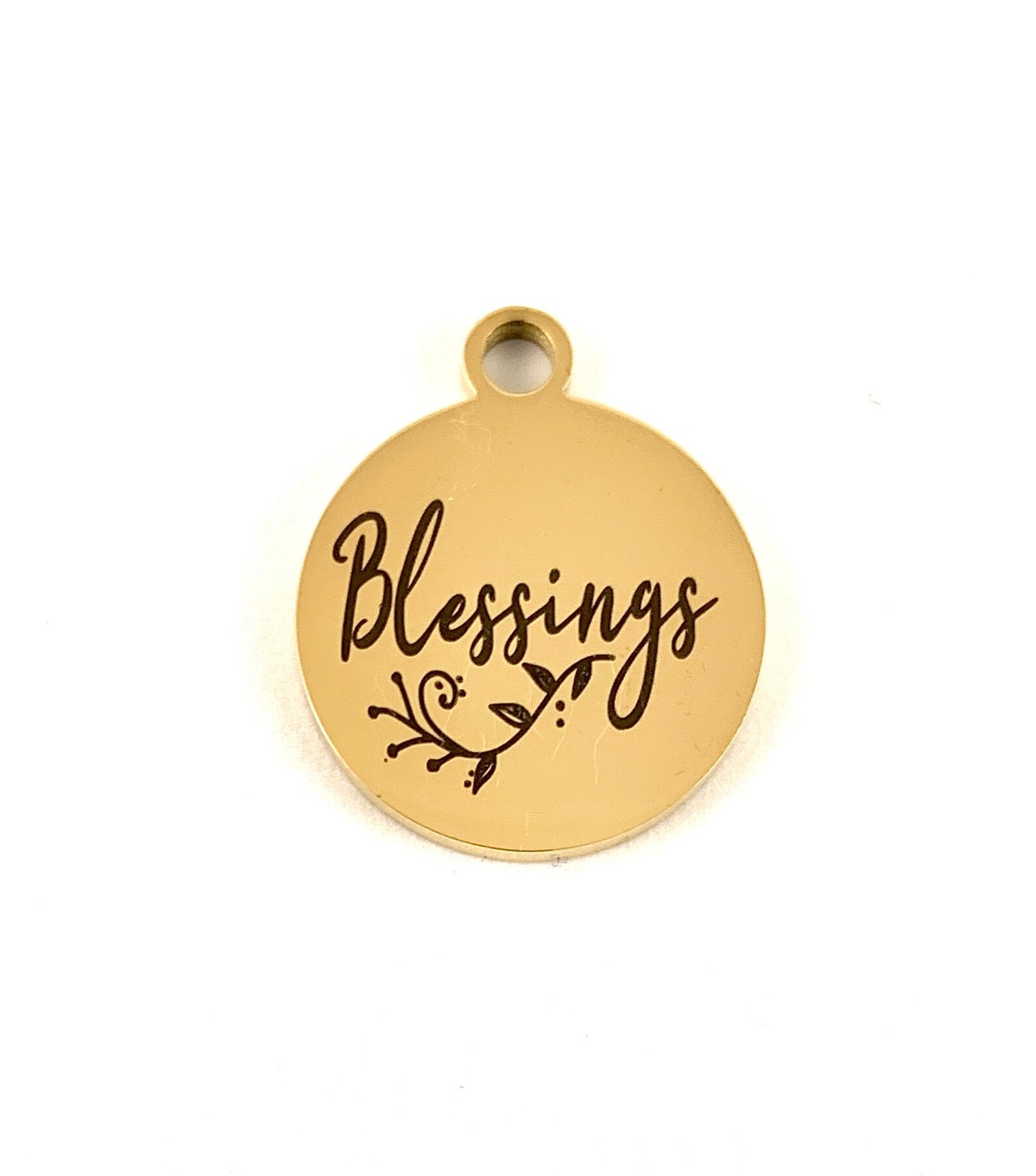 Blessings Round Engraved Charm Round Charm Silver/ Gold/ - Etsy