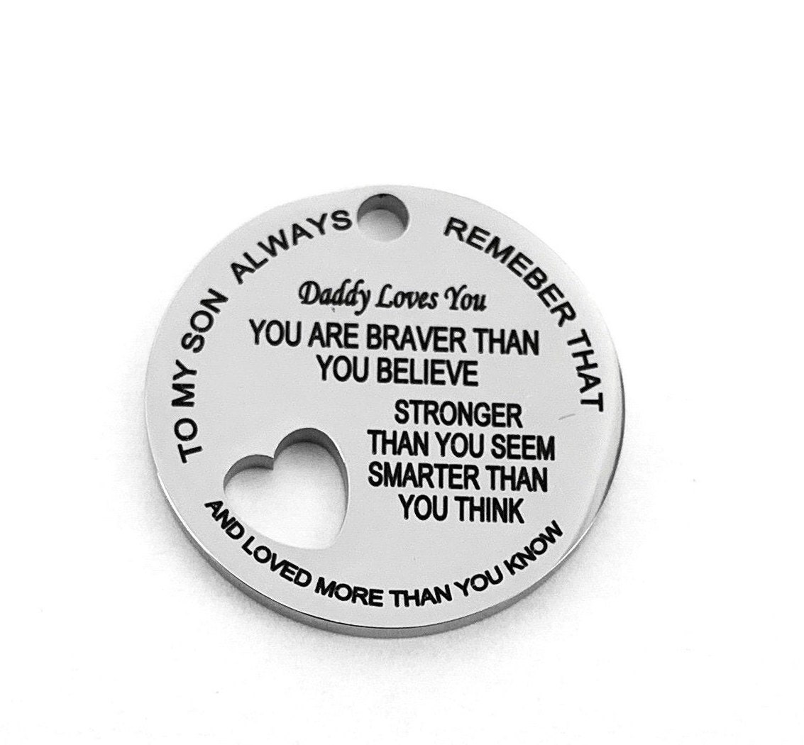 To My Son Charm, Laser Engraved Charm, Round Heart Cut Out Charm ...