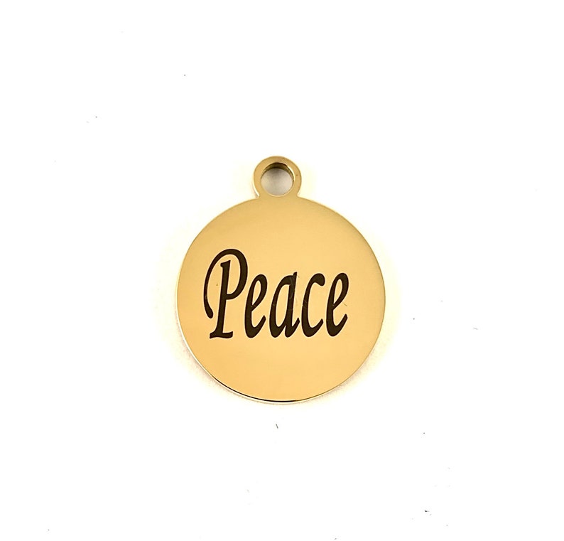 Peace Round Steel Engraved Charm, Stainless Steel Engraved Charm ...