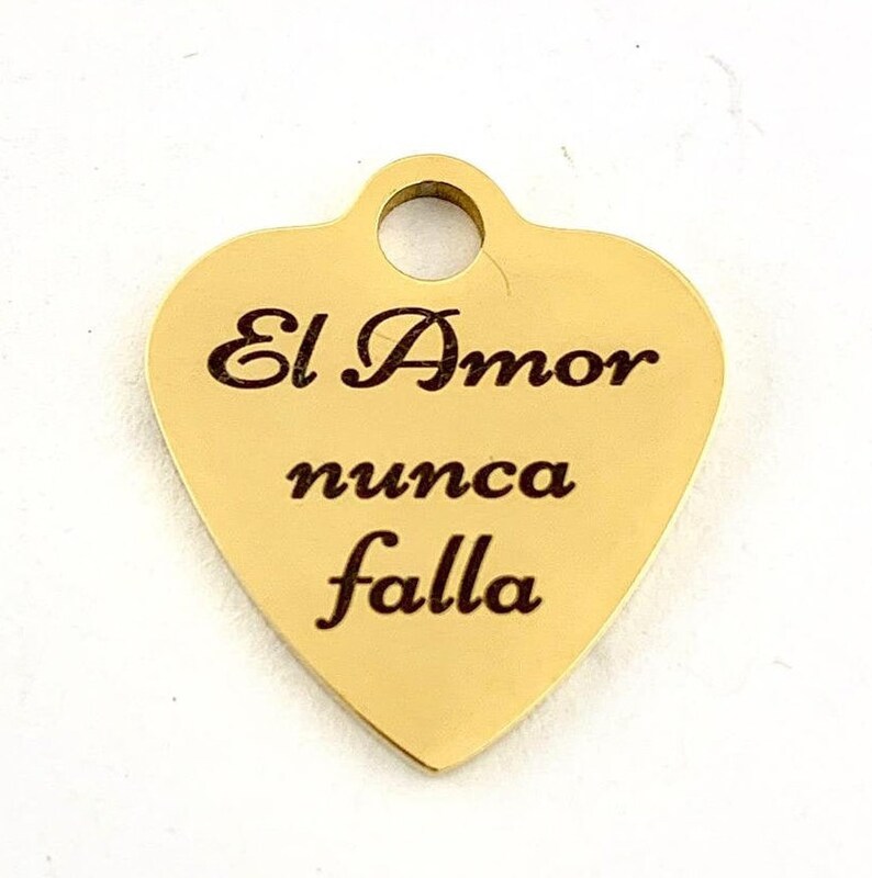 El Amor nunca falla, El amor nunca falla en español, Charm Grabado ...
