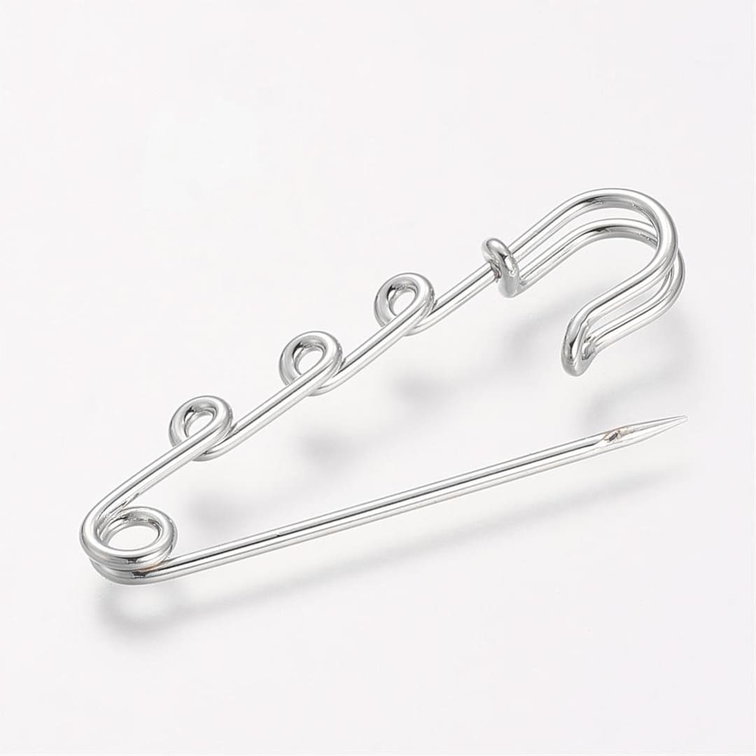 Safety Pin With Loop, Charm Pin, Safety Pin for Charms, Rhodium Pin, 3 ...