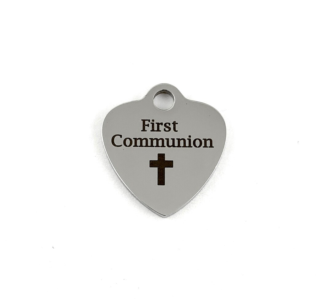 First Communion Heart Charm, Double Sided Laser Engraved Charm ...