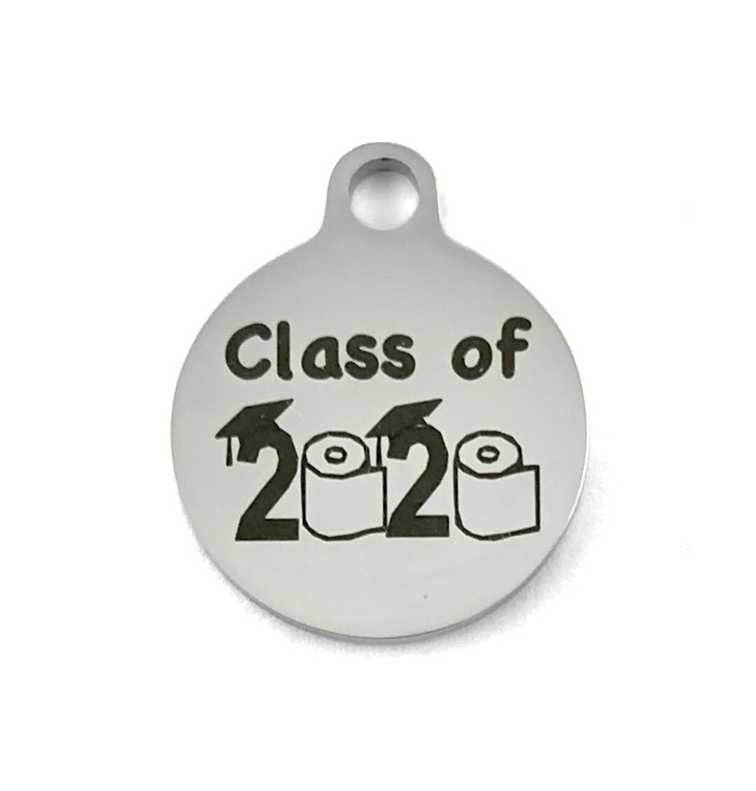 Class of 2020, Graduation Charm, Round Charm, Stainless Steel Engraved ...