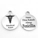 2 Sided Engraved Medical Alert Charm, Laser Engraved Charm, Stainless ...