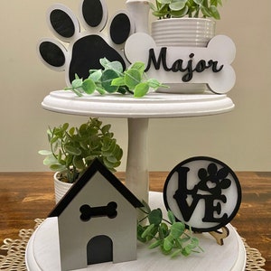 Dog Tiered Decorative Tray Wood Sign Bundle, Mini 3D Double Layered ...