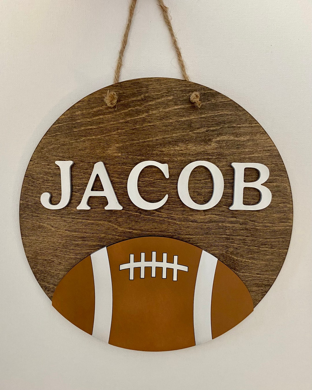 Personalized Football Sign, Baby Boy Nursery Decor, Round Custom Name ...