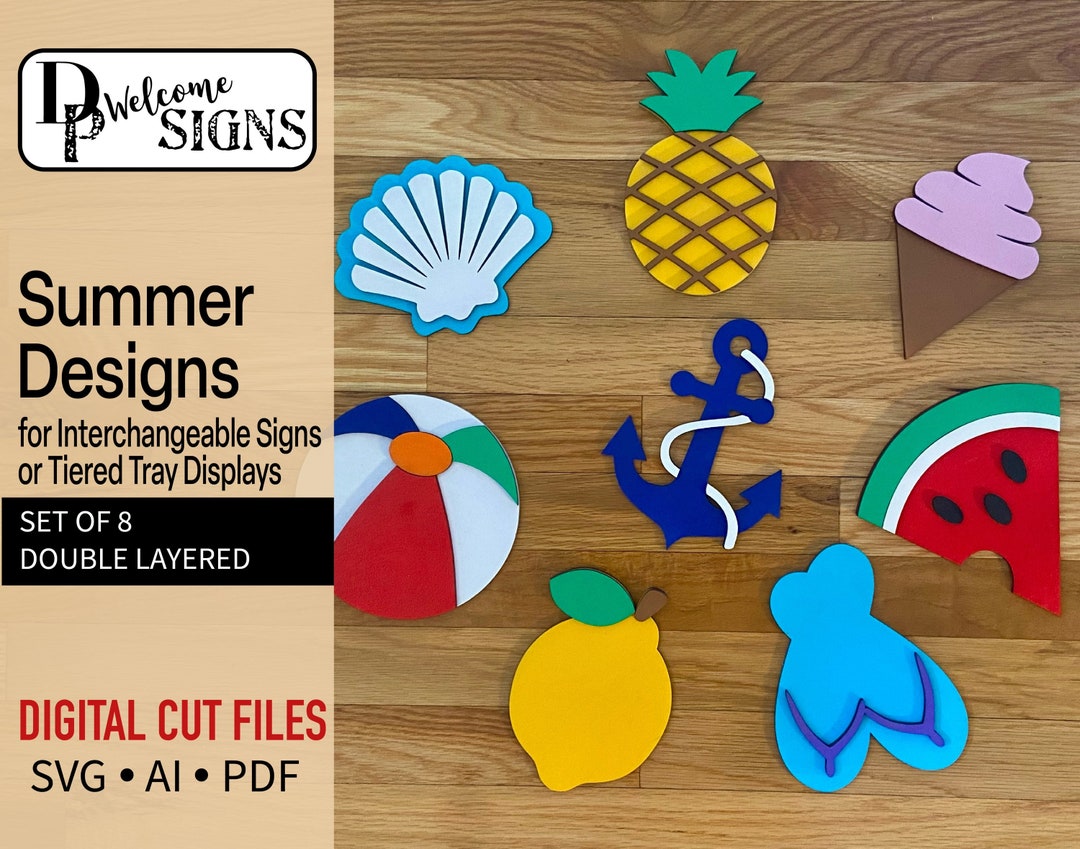 Digital Summer Attachment Pieces for Interchangeable Sign, Glowforge ...