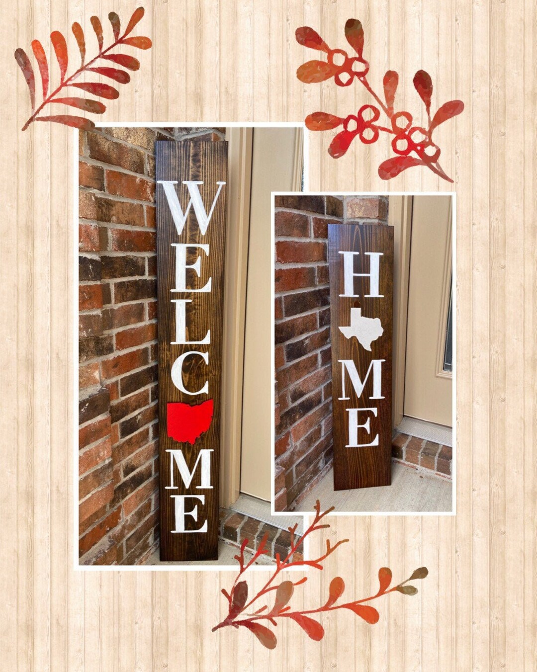 State Welcome Sign, Home Sign, Front Door, Large Vertical Porch Leaner ...