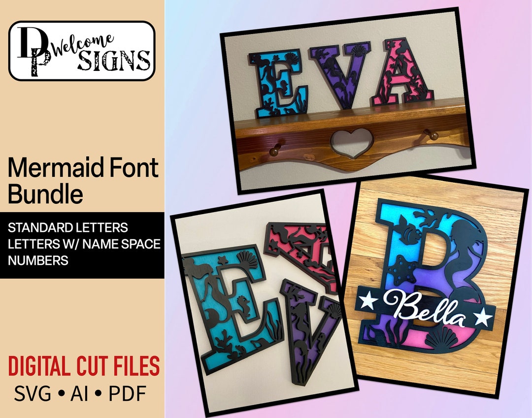 Digital Mermaid Letter SVG Glowforge Laser Cut File, Under the Sea ...