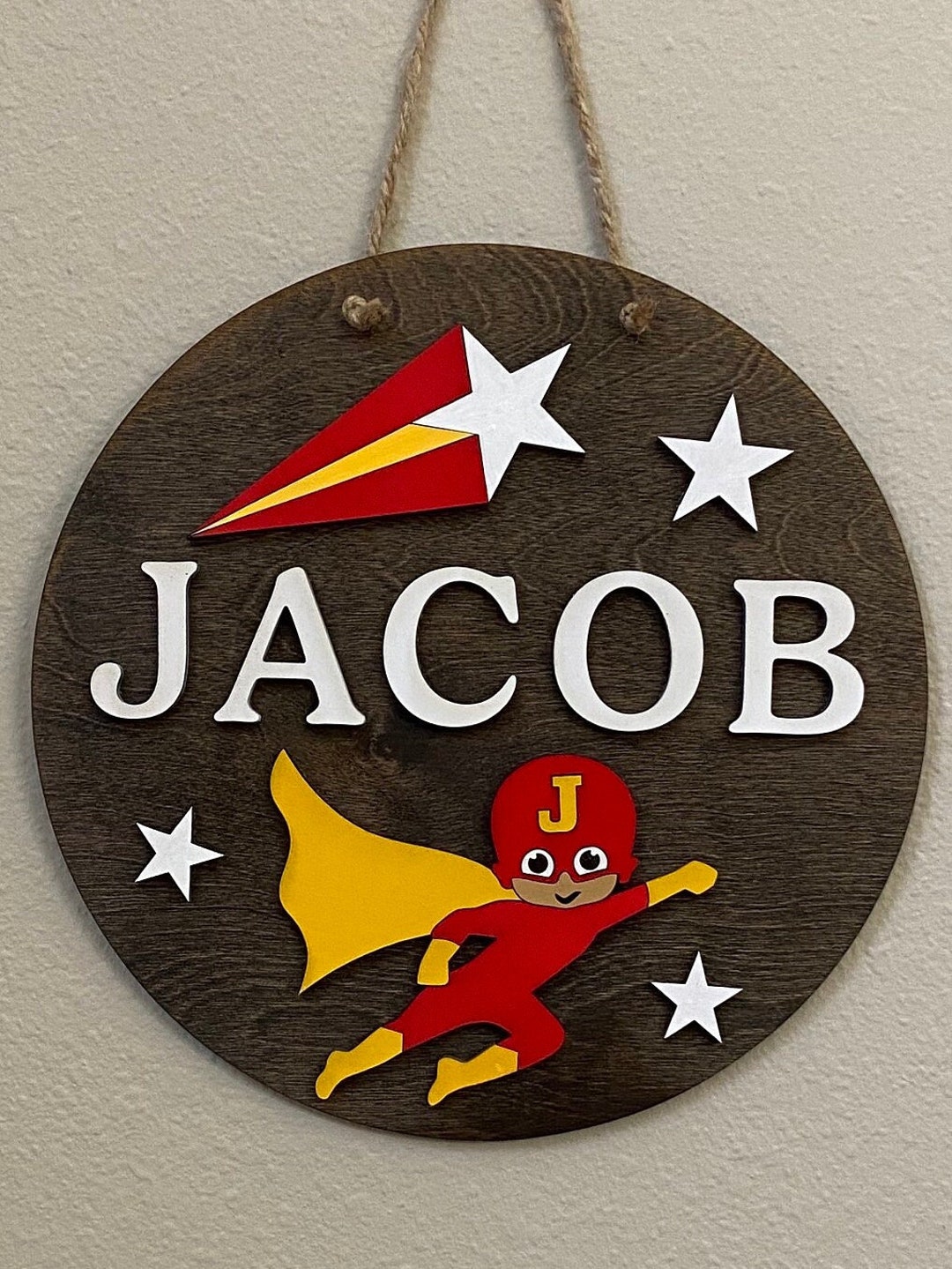 Personalized Super Hero Sign for Baby Nursery Decor, Round Custom Name ...