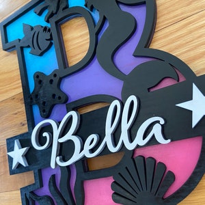 Personalized Mermaid Themed Letter Sign, Under the Sea Sign for Baby ...