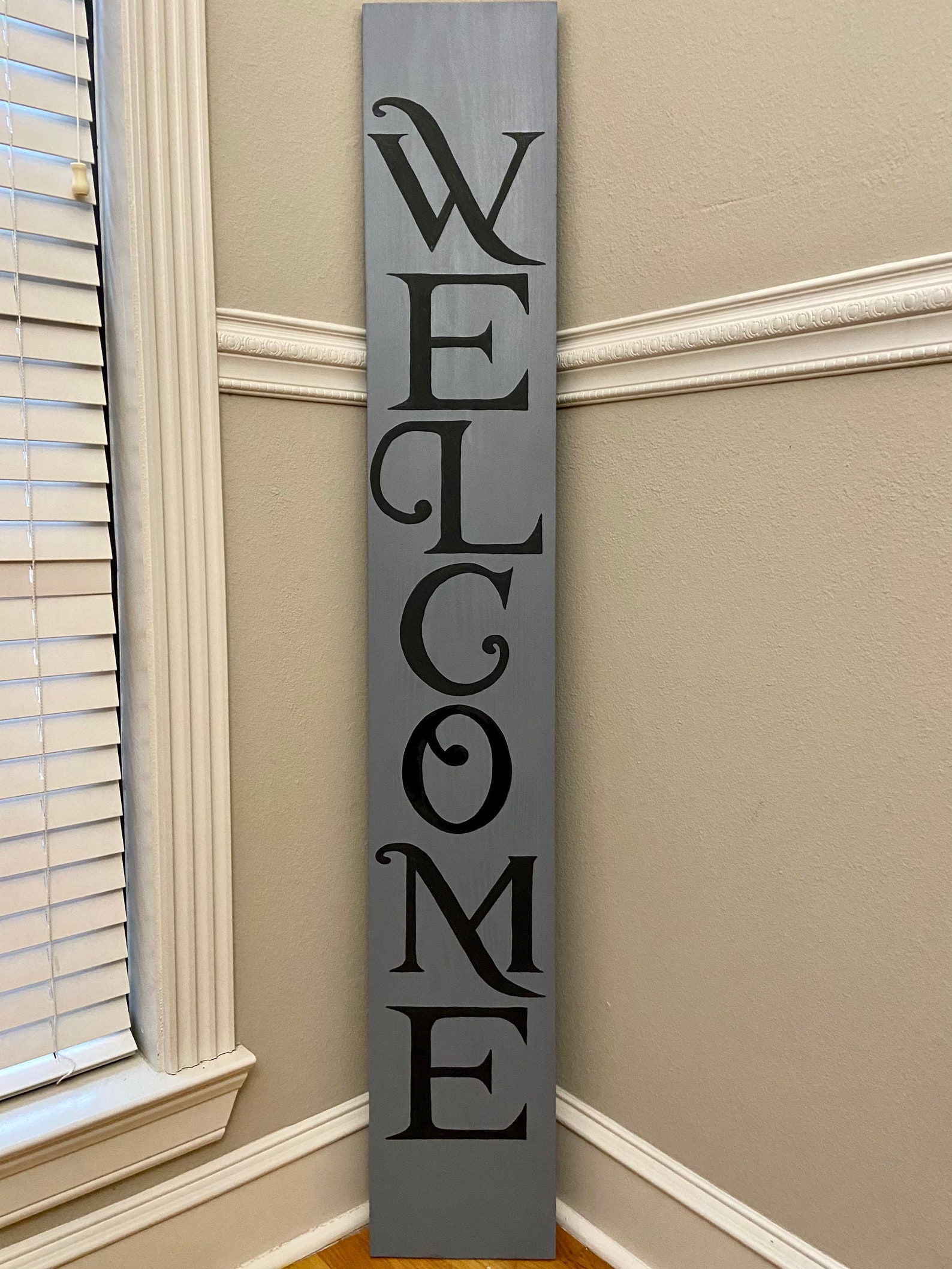 Large Vertical Welcome Sign, Front Door Sign, Porch Leaner, Rustic Wood ...