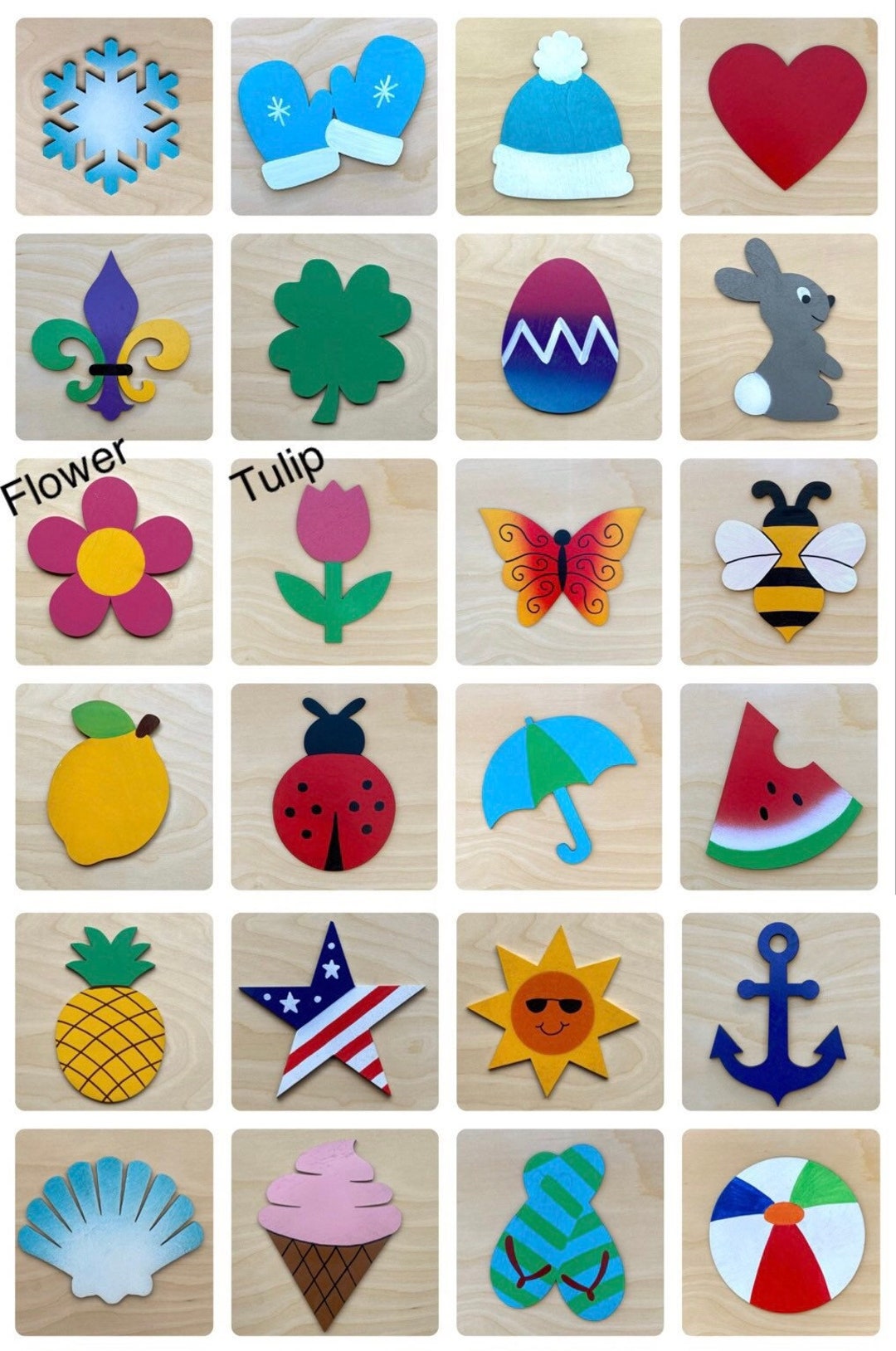 Finished Seasonal Wood Cutouts, Hand Painted Interchangeable Sign ...