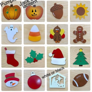 Finished Seasonal Wood Cutouts, Hand Painted Interchangeable Sign ...