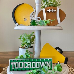 Football Fan Themed Tiered Decorative Tray Wood Sign Bundle, 3D Double ...