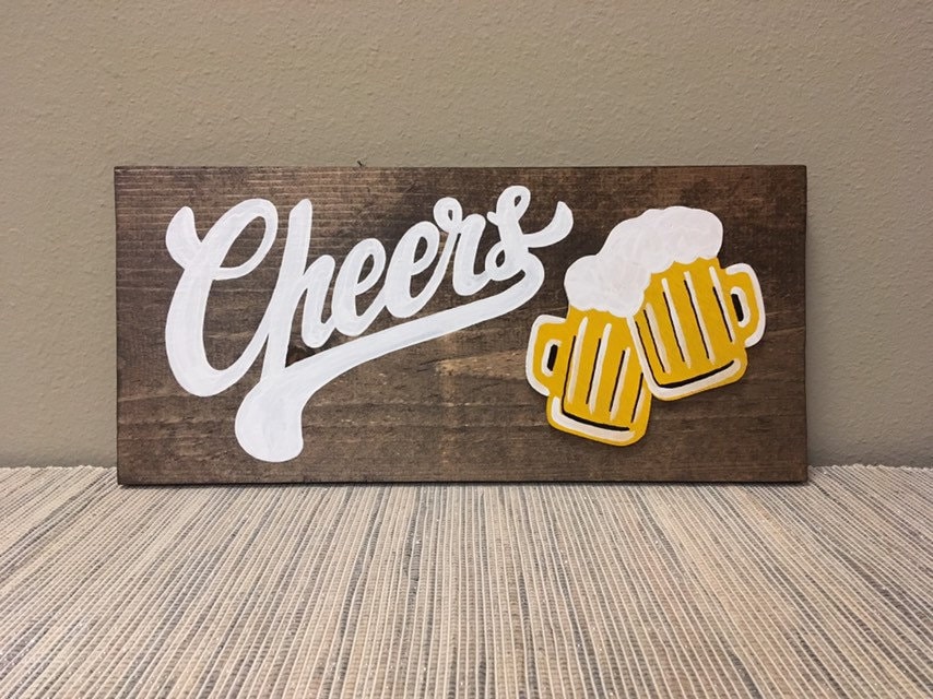 Cheers Sign, Bar Sign, Wood Sign, Wall Sign, Mantle Sign, Countertop ...
