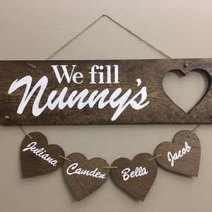 We Fill _s Heart Sign, Grandchildren Sign, Children Sign, Wooden Sign ...