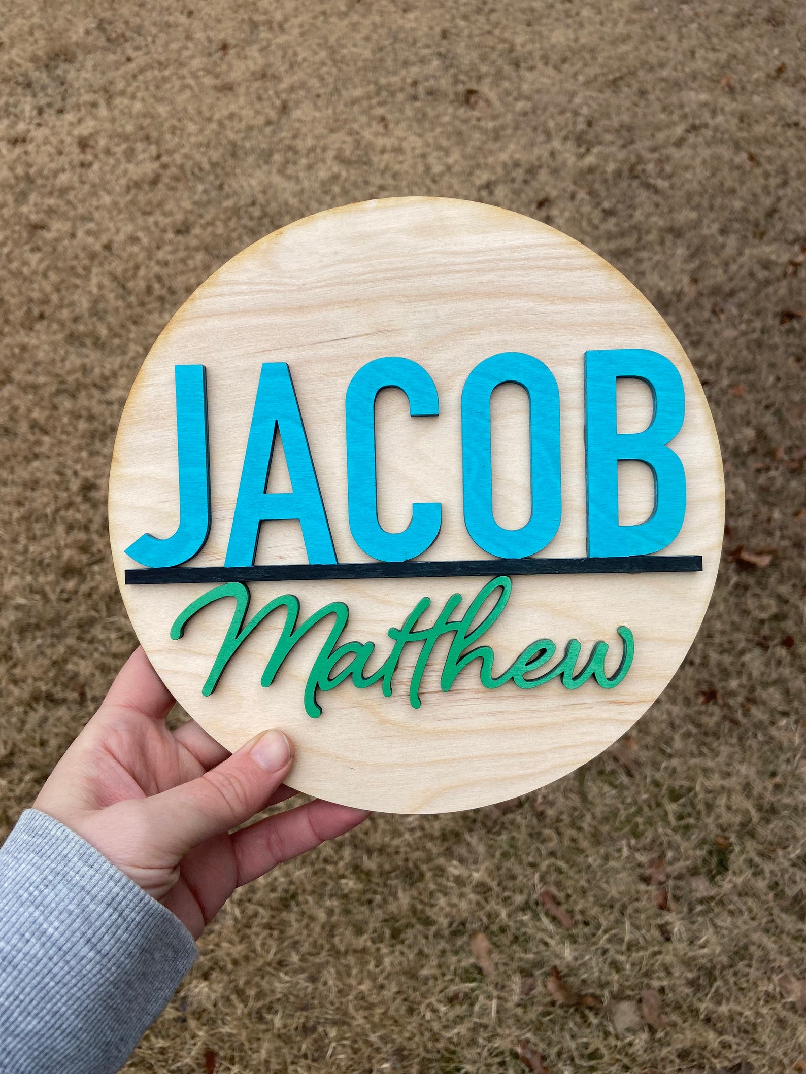 Personalized Baby Name Sign, Small Round Wood Kids Room Sign, Newborn ...