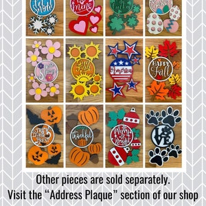 Hello Spring Attachment Piece for Interchangeable Address Plaque, Spring Flower Wood Cutout ...