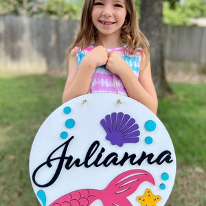 Personalized Mermaid Under the Sea Sign for Baby Nursery Decor, Round ...