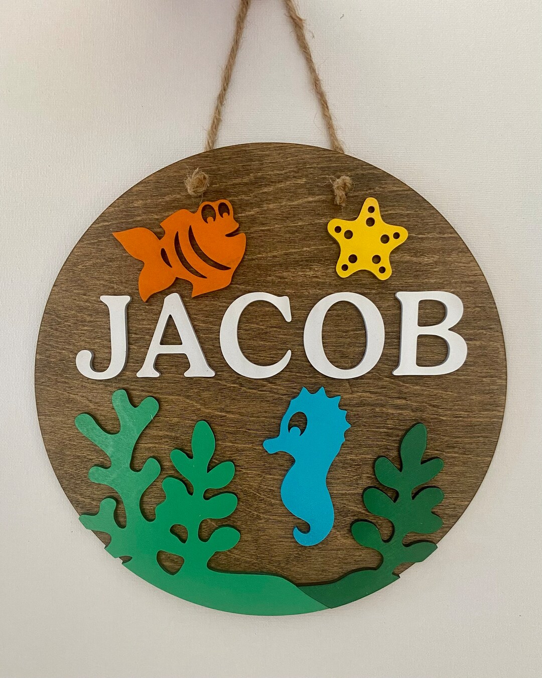 Personalized Under the Sea Sign for Baby Nursery Decor, Round Custom ...