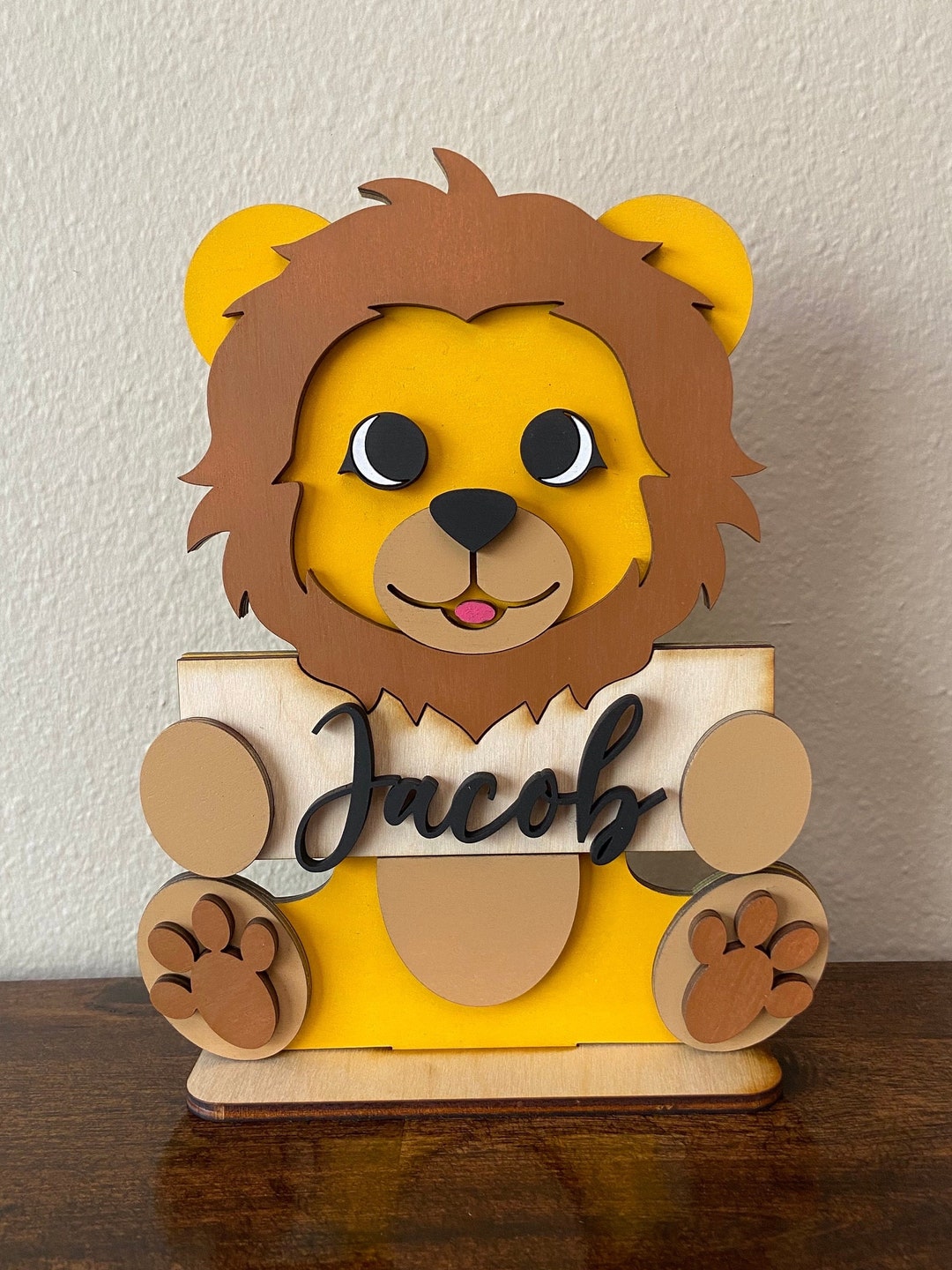 Personalized Lion Shelf Sitter, Custom Name Sign for Jungle Nursery or ...