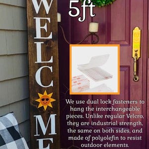 Wood WELCOME Sign, Interchangeable O Attachment Pieces, Large Vertical ...