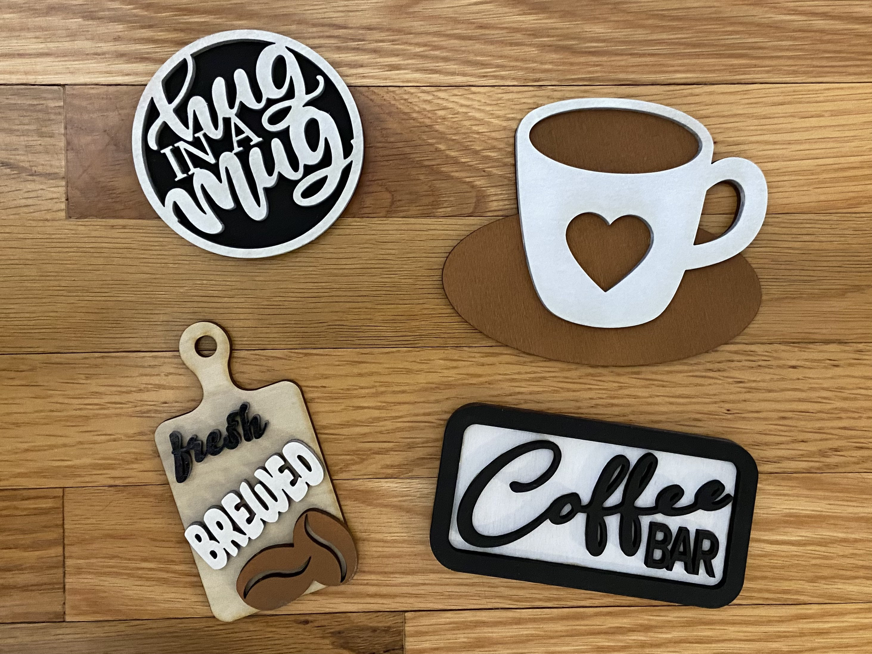 Digital Coffee Bar Pieces for Tiered Tray Display, Glowforge Laser Cut ...