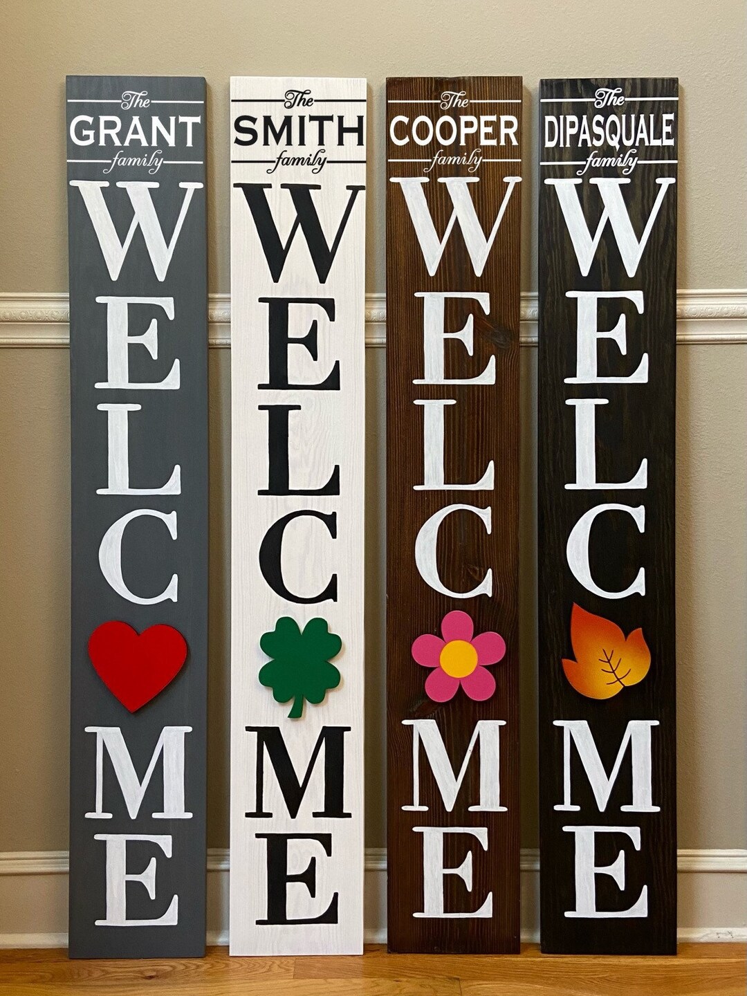 Custom Family Name WELCOME Sign W/ Interchangeable O Attachment Pieces ...
