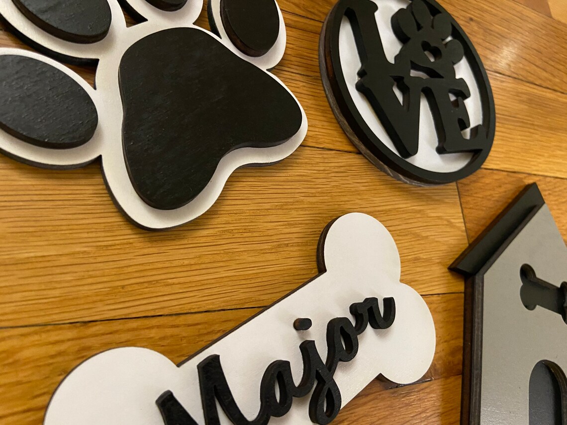 Dog Tiered Decorative Tray Wood Sign Bundle Mini 3D Double - Etsy