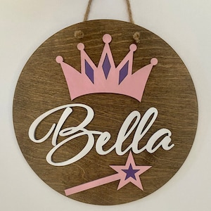 Personalized Princess Sign for Baby Girl Nursery Decor, Round Custom ...