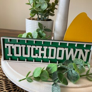 Football Fan Themed Tiered Decorative Tray Wood Sign Bundle, 3D Double ...