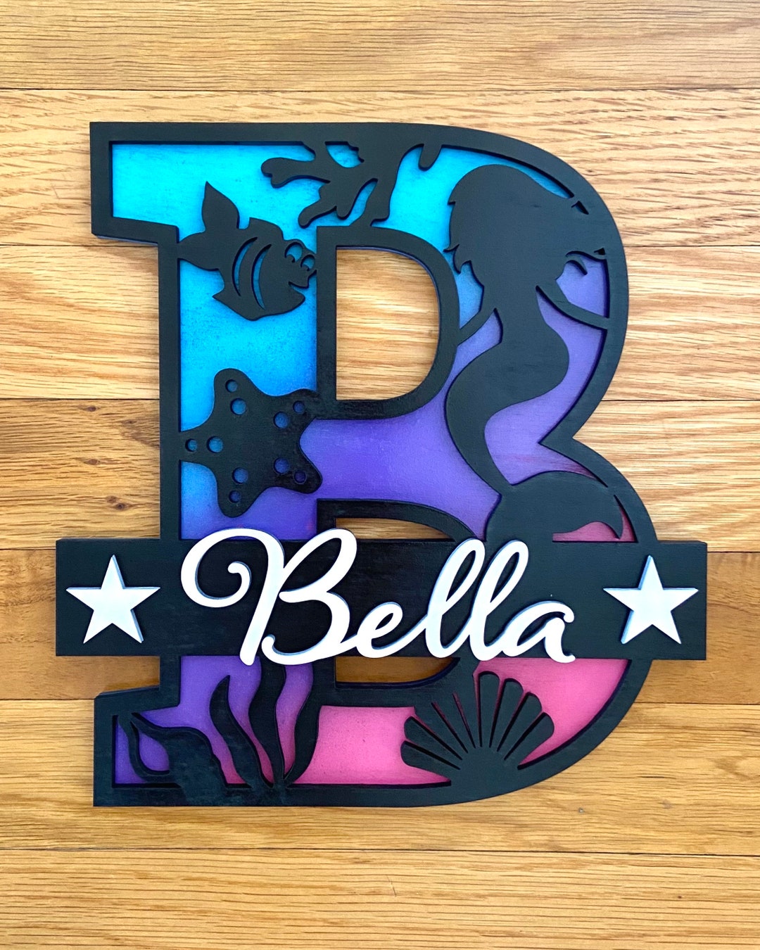 Personalized Mermaid Themed Letter Sign, Under the Sea Sign for Baby ...