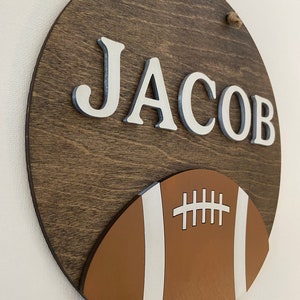 Personalized Football Sign, Baby Boy Nursery Decor, Round Custom Name ...