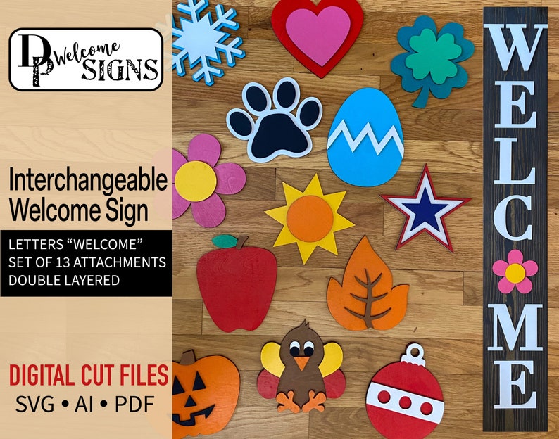 Digital Interchangeable Welcome Sign SVG Glowforge Laser Cut - Etsy Canada