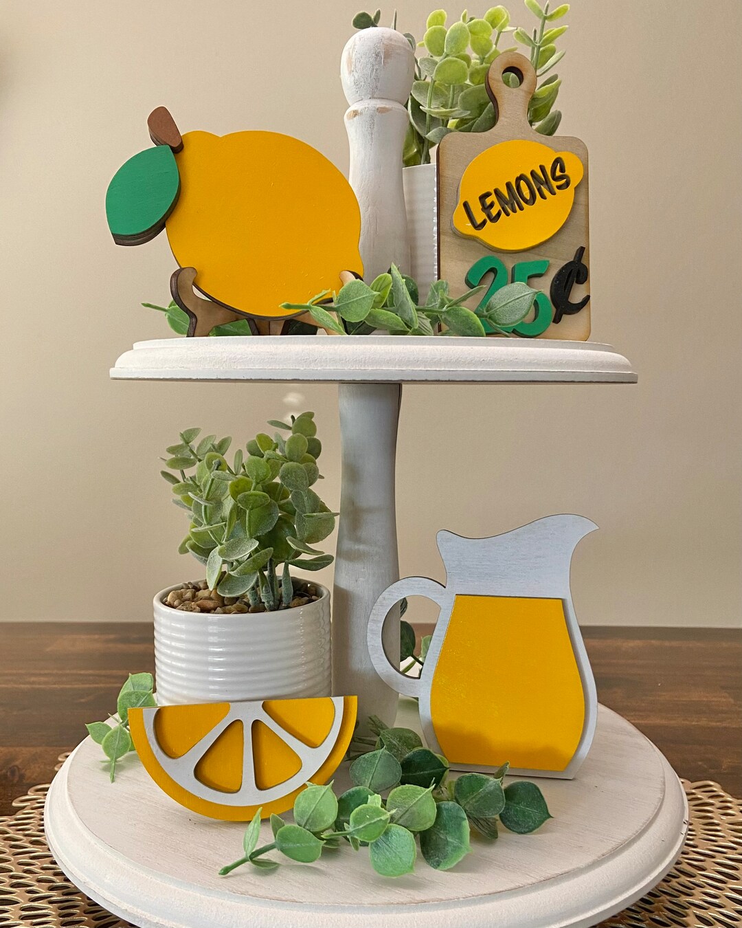 Lemon Themed Tiered Decorative Tray Wood Sign Bundle, 3D Double Layered ...