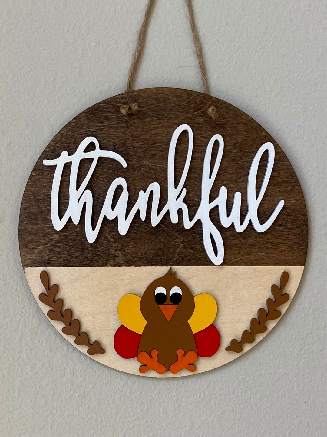 Thankful Door Hanger Wreath, Fall Thanksgiving Porch Sign, Housewarming ...