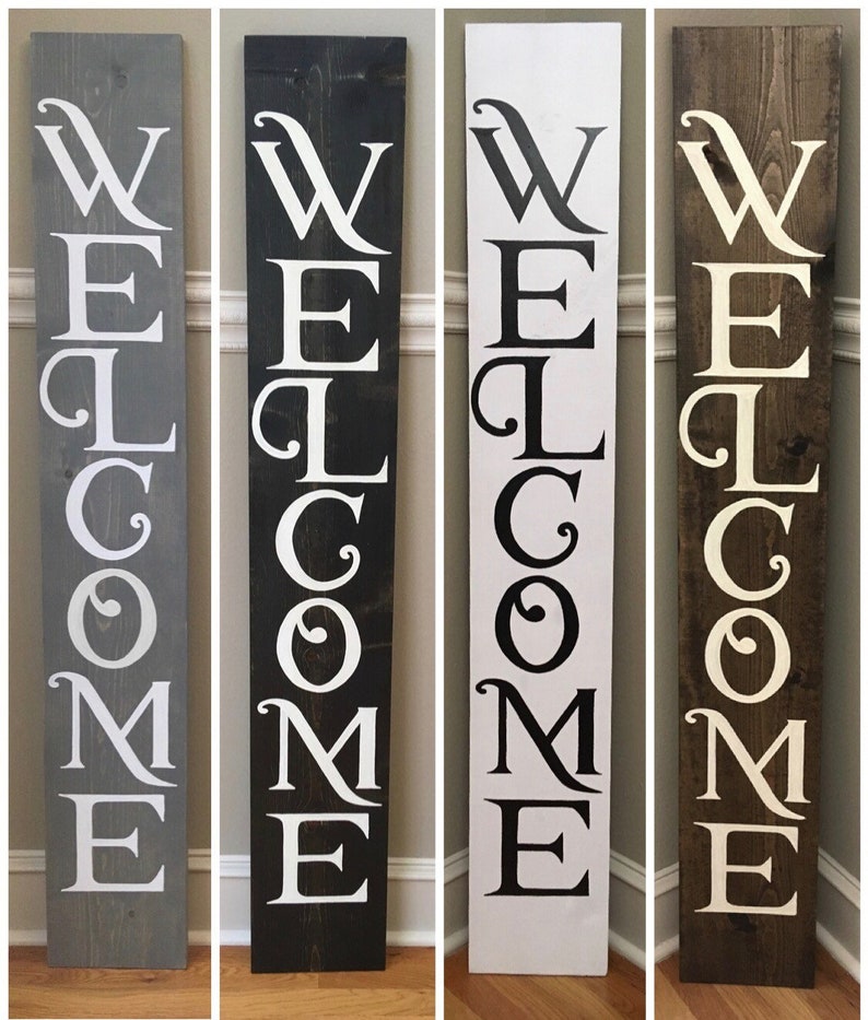 Large Vertical Welcome Sign Front Door Sign Porch Leaner | Etsy