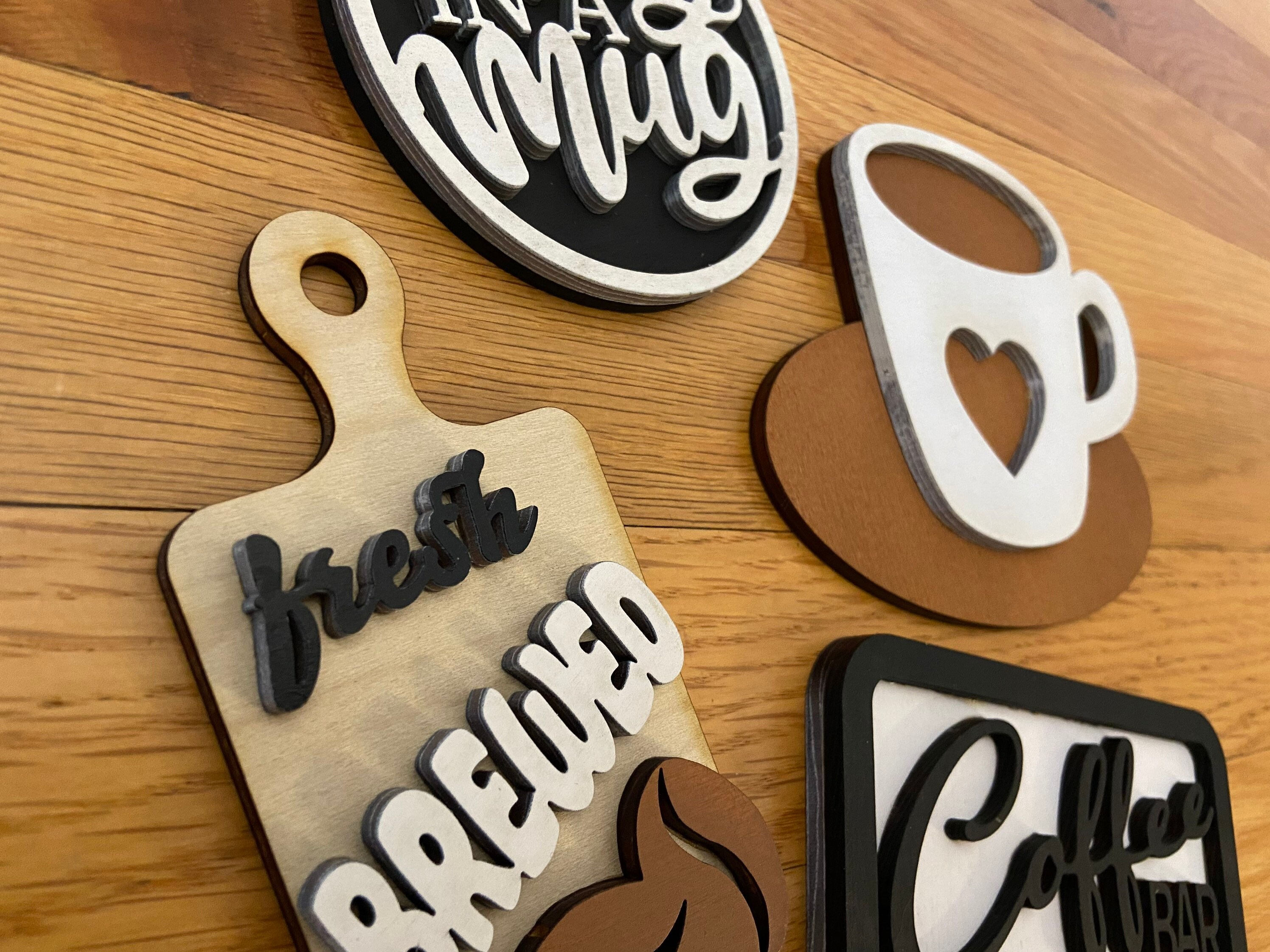 Digital Coffee Bar Pieces for Tiered Tray Display, Glowforge Laser Cut ...