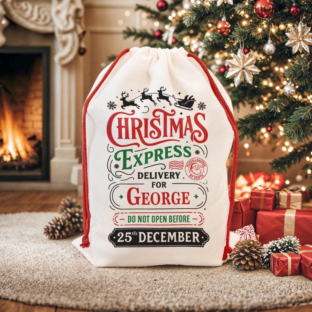 Premium Thick Canvas Santa Sack | Custom Personalised Christmas Present ...