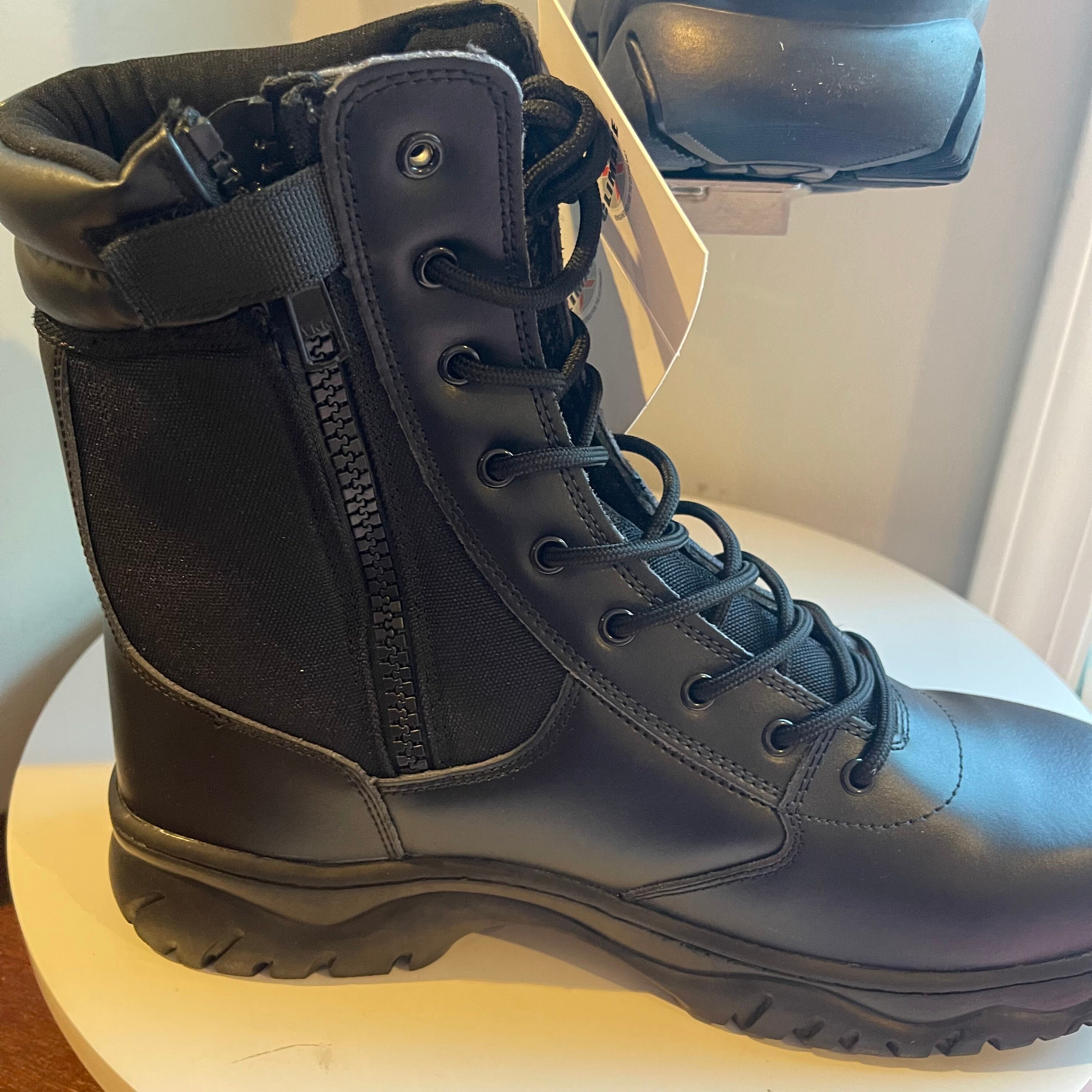 Tactical Men's Military Zipper Genuine Leather Oil & Slip Resistant ...