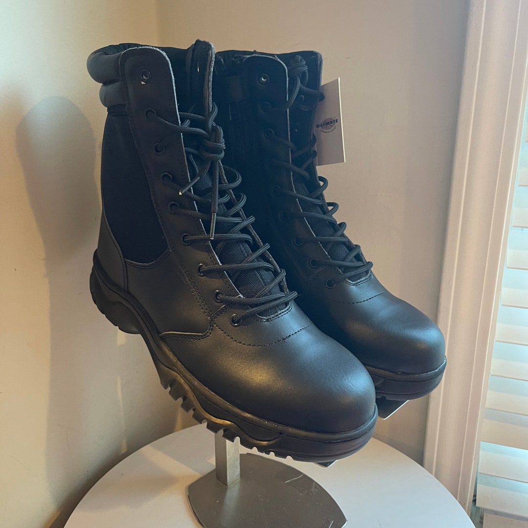 Tactical Men's Military Zipper Genuine Leather Oil & Slip Resistant ...