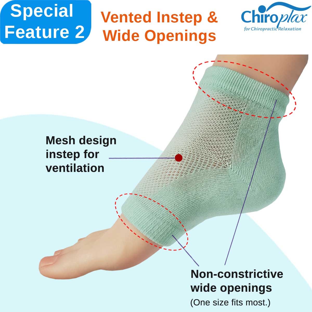 Chiroplax Vented Moisturizing Socks for Dry Cracked Heels Feet ...
