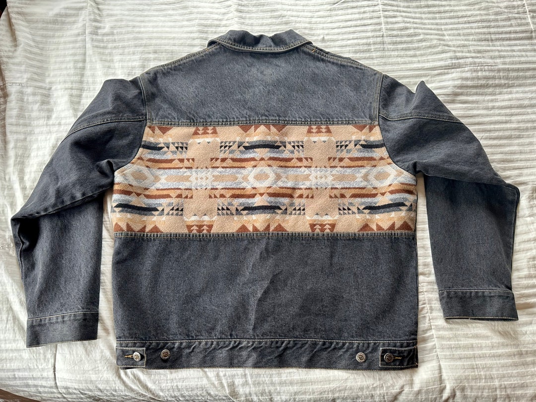 Pendleton Denim Jacket>men's Large, Native Style Jacket, Southwest ...