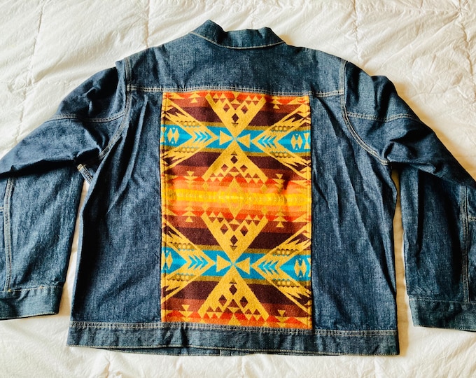 Pendleton Denim Jacket>men's XXL, Native Style Jacket, Southwest Jacket ...