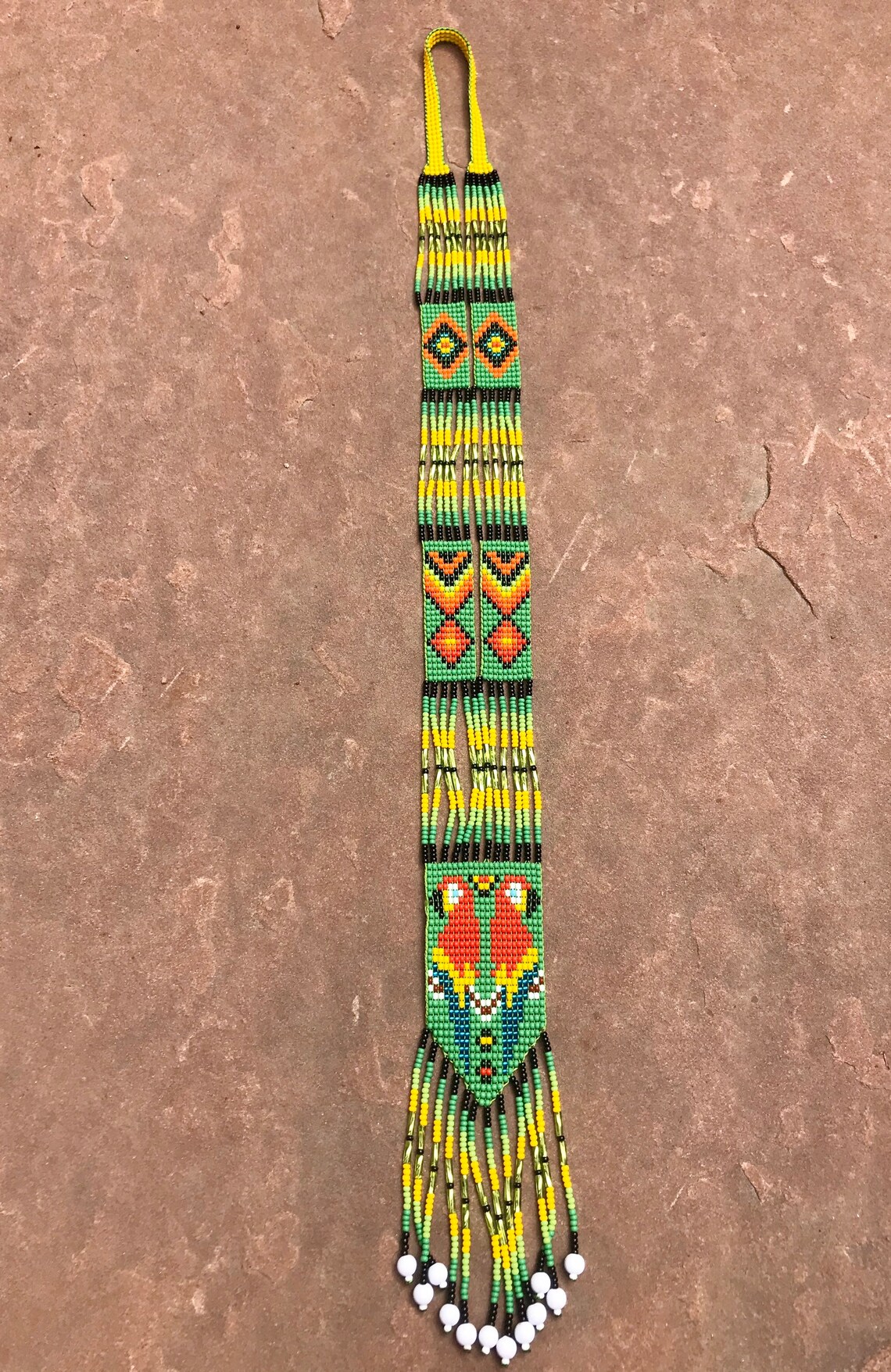 Beaded Necklace> Indigenous Beadwork, Hand Made Sacred Jewelry, One of ...