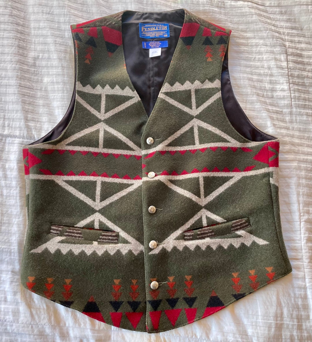 Pendleton Wool Vest Mens Large 40, Southwestern Vest, Native Style Vest ...