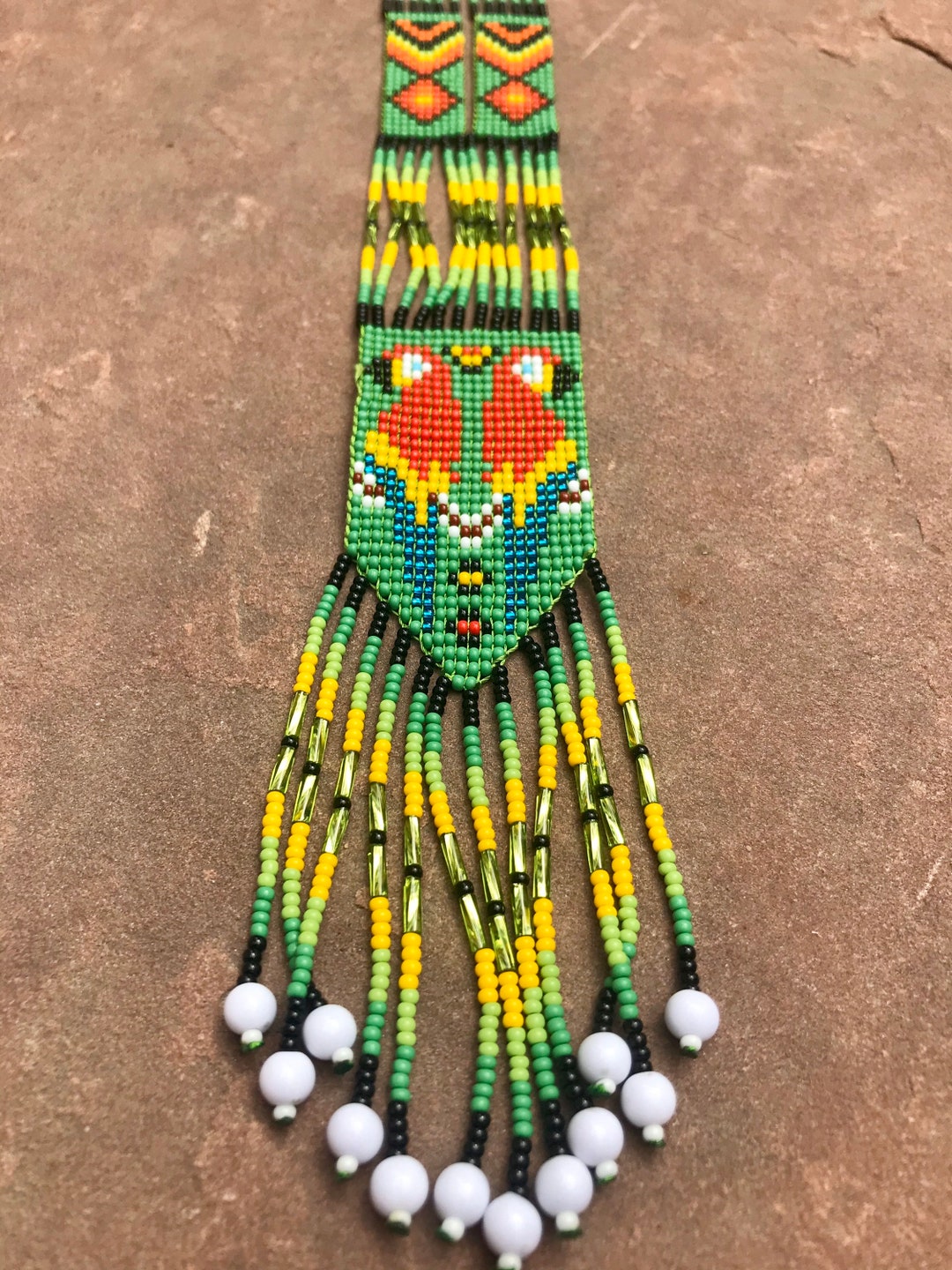 Beaded Necklace> Indigenous Beadwork, Hand Made Sacred Jewelry, One of ...