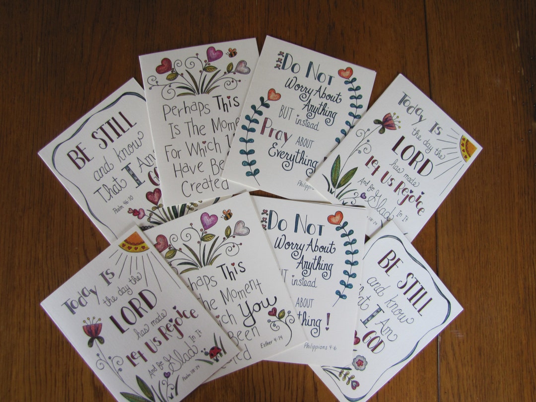 Religious Note Cards-8-hand-designed&lettered-religious Note Cards ...