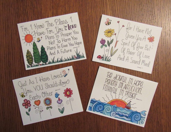 Religious Note Cards-8 Assorted-Bible Verse Note Cards Hand | Etsy